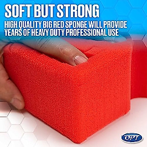 Optimum Big Red Sponge - Original BRS - Large Car Wash Sponge, Professional Car Detailing Sponge, Great for Use with Rinseless Car Wash and Traditional Car Wash Soap
