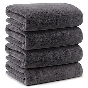 Orighty Bath Towel Set Pack of 4(27’’ x 54’’) - Soft Feel Bath Towel Sets, Highly Absorbent Microfiber Towels for Body, Quick Drying, Microfiber Bath Towels for Sport, Yoga, SPA, Fitness - Grey