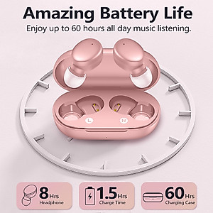MOZOTER S8 Mini Wireless Earbuds Bluetooth 5.3 in Ear Light-Weight Headphones,60Hrs Playtime Ear Buds with Charging Case,Bluetooth Headsets,Premium Sound with Deep Bass for Sport-Pink