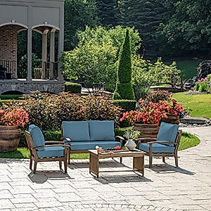 Arden Selections Outdoor Loveseat Cushion Set 46 x 26, French Blue Texture