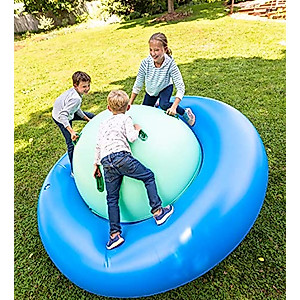 HearthSong Rock with It – Giant 8-Foot Inflatable Dome Rocker Bouncer – Fun Outdoor Game for Kids – Roll and Play Seesaw Rocker with 6 Handles – Child’s Backyard Toy