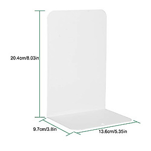 6 Pcs White Metal Bookends, Bookends for Shelves, Heavy Duty Book Ends to Hold Books, Book Stopper for Shelves, Heavy Books, Decorative, Home, Office, Kids1