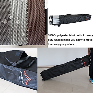 UNIQUECANOPY 10'x10' Pop Up Canopy Tent Commercial Instant Shelter with Heavy Duty Roller Bag, 4 Canopy Sand Bags, 10x10 FT Red White Strip