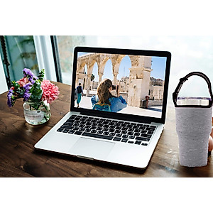 TuNan 4PCS Tumbler 30oz Carrier Holder Pouch with Shoulder Strap, Fit for YETI, Rtic, Atlin, Ozark Trail, Rambler, Neoprene Sleeve with Carrying Handle - 4 Colors