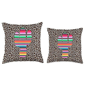 Funny Serape Cactus designs Funny Leopard Cheetah and Serape Cactus Print Throw Pillow, 16x16, Multicolor