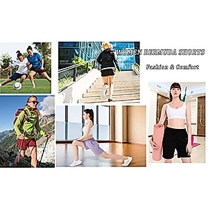 YOYOYOGA Women Bermuda Shorts 8 Way High Stretch Yoga Shorts Athletic Workout Running Shorts Lounge Casual with Deep Pockets Black L