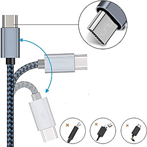 Type C USB Cable, 3 Pcs 3FT Nylon Braided USB C Cable, USB-A to USB-C Type C Charging Cable Fast Charge Cord Compatible LG V30 G6 G5 V20 (1M)