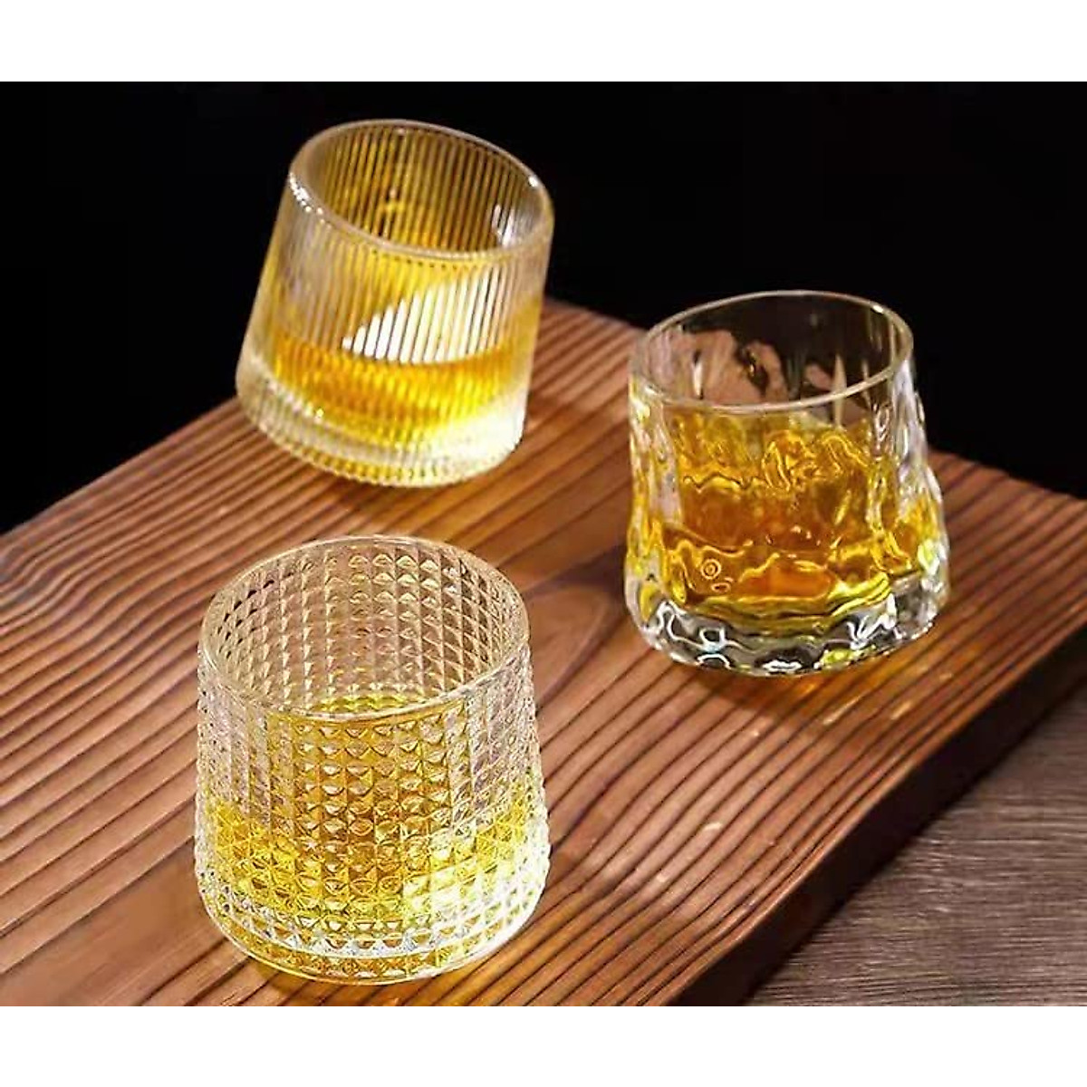 Spinning Whiskey Glasses,Whiskey Glass set,Crystal Whiskey Glass,Set Of 3 Whisky Glasses