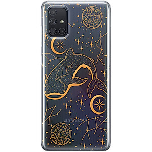 TPU Phone Case Compatible with Samsung A72 A71 5G A70 A51 A50 A32 A21 A11 A12 A13 A14 A01 Clear Lightweight Print Flexible Whale Shark Space Silicone Durable Constellations Stars Shockproof