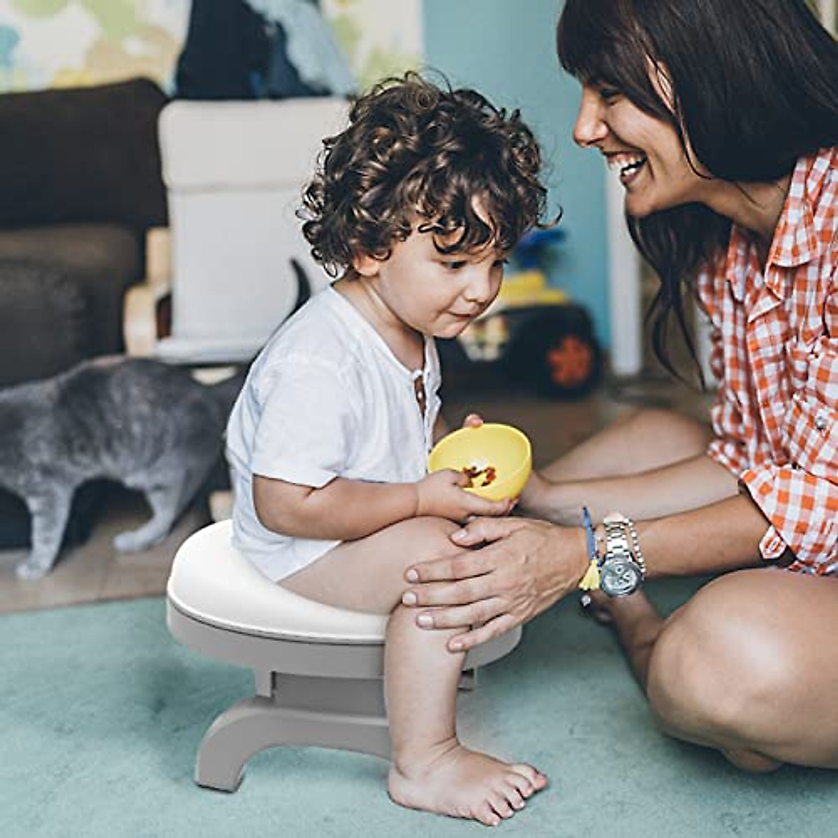 BATTOP Portable Potty for Toddler Travel Potty Training Seat Kids 2-in-1 Potty Chair Foldable Toilet Trainer with Potty Liners and Carry Bag (2-in-1 Potty seat) grey/white-2022