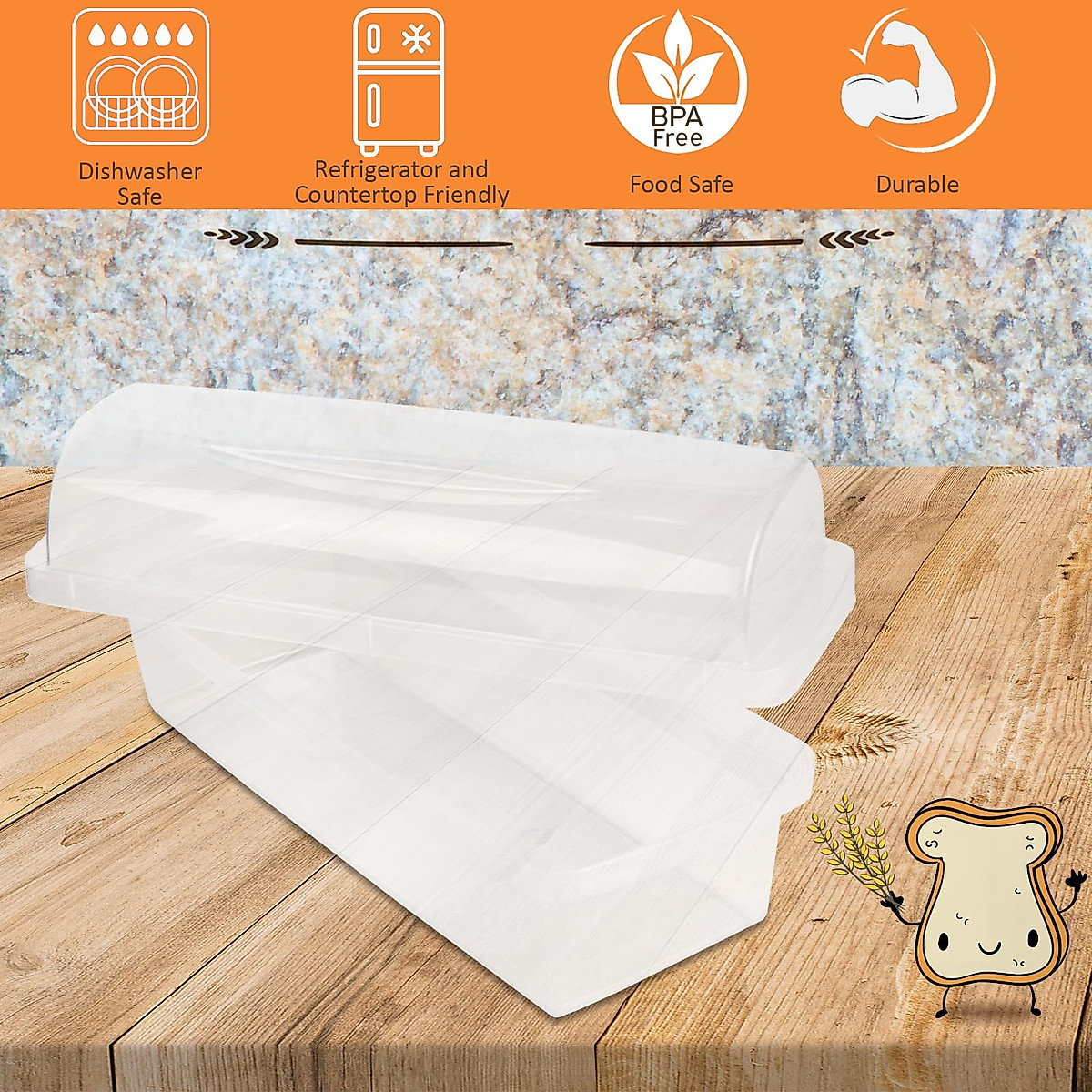 Home-X Transparent Plastic Bread Box