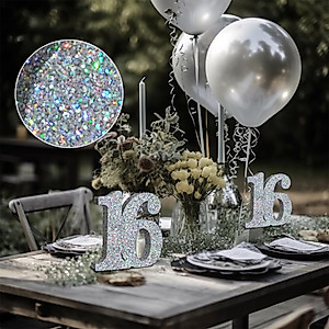 Eploger 16th Birthday Decorations Silver Glitter Number 16 Sign Decorations,16th Centerpieces for Table,Number 16 Table Topper Decor