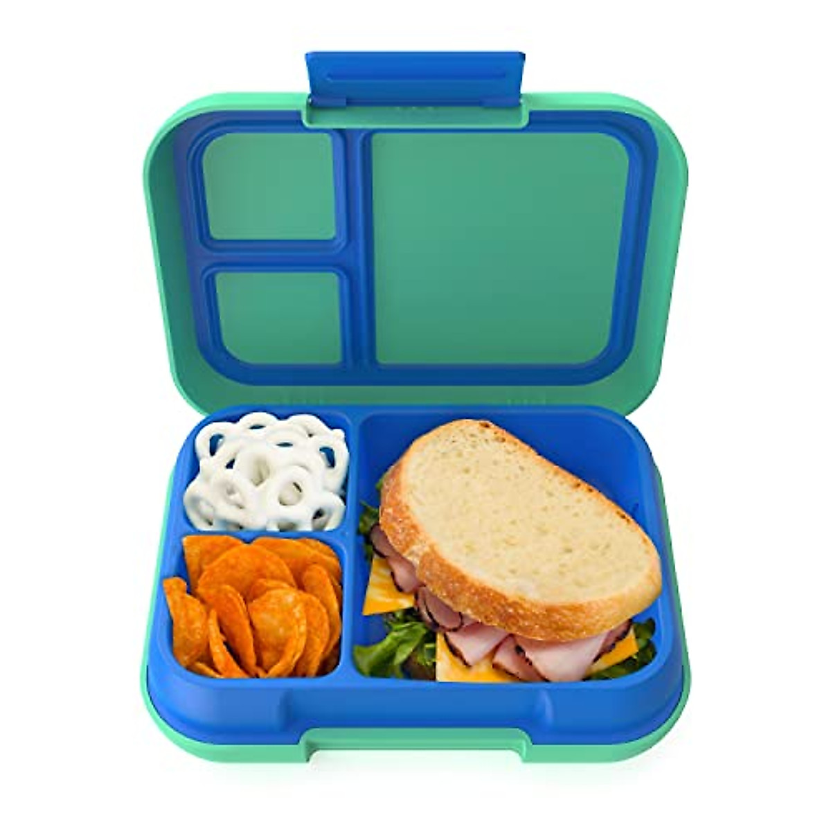Bentgo® Pop - Bento-Style Lunch Box for Kids 8+ and Teens - Holds 5 Cups of Food with Removable Divider for 3-4 Compartments - Leak-Proof, Microwave/Dishwasher Safe, BPA-Free (Spring Green/Blue)