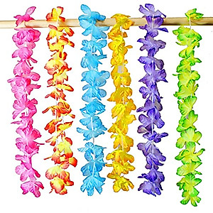 100 Piece Party Pack: Hawaiian Luan Leis Necklace for Tropical Themed Party, Decorations, Beach Party Decor, Party Costume, Pool Party, Wedding, Bachelor/Bachelorette events etc.
