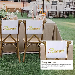 10 Pack Reserved Seating Signs Reserved Chair Signs Church Pew Reserved Signs Reserved Cloths Placeholder for Wedding, Meeting or Event, 11.81 x 17.72 Inches (White)
