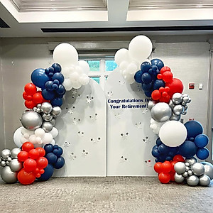 NISOCY Navy Blue Latex Balloon Arch Kit, 102PCS 18In 12In 10In 5In Navy Blue Balloons Arch Garland for Baby Shower Graduation Birthday 4th of July Independence Memorial Day Patriotic Party Decorations