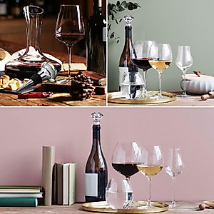 Miuion Decorative Crystal Wine and Beverage Bottle Stopper for Wine,Made of Zinc Alloy and Glass,Reusable Plug with Gift Box,Multi-Option (2 Pcs Crystal)