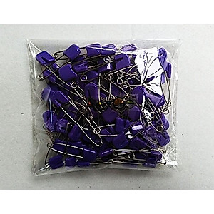 AEXGE Plastic Head Baby Safety Pin Diaper Pins 1.5inch Cloth Nappy Safety Pins,Pack of 100 (Purple)