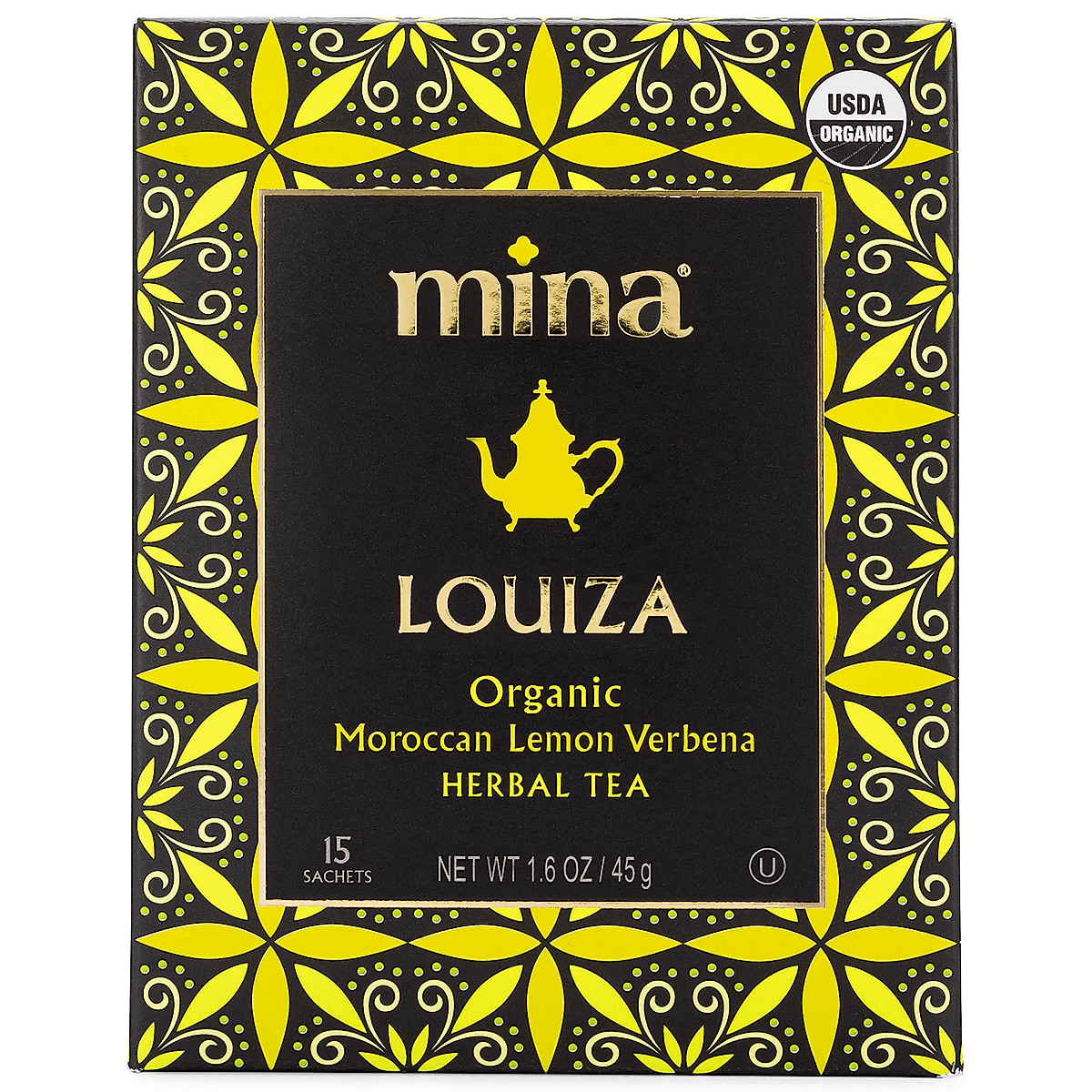 Mina Louiza, Organic Moroccan Lemon Verbena Herbal Tea, 15 Biodegradable Sachets