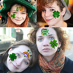 EGMBGM 49 PCS St. Patrick's Day Tattoos Stickers For Kids Women Men, 3D Green Shamrock Temporary Tattoos St Patricks Day Irish Party Favor, Saint Patricks Day Accessories Lucky Clover Tattoos Adults