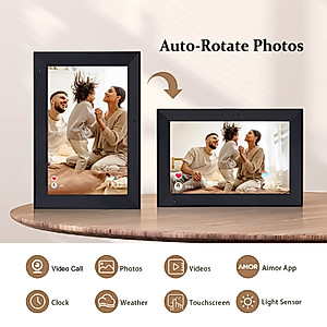 Digital Picture Frame 10.1 Inch Smart WiFi Digital Photo Frame IPS HD Touch Screen Video Call Photo Frame with 16GB Storage, Auto-Rotate, Easy Setup to Share Photos or Videos Remotely via AiMOR APP