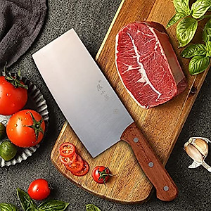 ZHANG XIAO QUAN SINCE 1628 Chinese Chef's Knife，Stainless Steel Meat And Vegetable Cleaver Knife with Ergonomic and Sturdy Wooden Handle