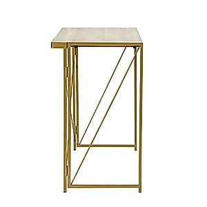 Urban Lifestyle Foldable Computer Desk, Wood/Gold