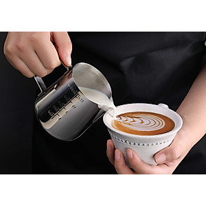 New Star Foodservice 28829 Commercial Grade Stainless Steel 18/8 12 oz Frothing Pitcher and Die Cast Aluminum Tamper Combo Set, Silver