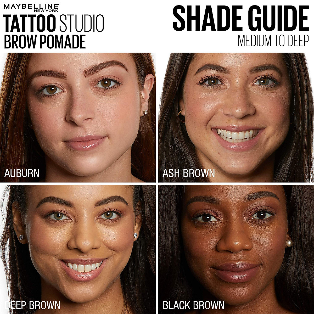 Maybelline TattooStudio Brow Pomade Long Lasting, Buildable, Eyebrow Makeup, Medium Brown, 1 Count