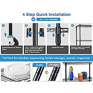 Haiput Wam Garage Storage Shelves for Storage,Organizer Metal Wire Shelving Unit, 5/6 Tier Steel Storage Racks,750Lbs Rust-Proof Adjustable Shelves (Black, 2100Lbs 6 Tier)