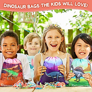 40 Pack Dinosaur Party Supplies Favor Drawstring Bags for Kids Birthday Gift Bags Dino Theme Party Favor Bags Dino Backpack Bag Treat Goodie Candy Bags for Boy Girl Baby Shower School Travel, 20 Style