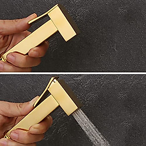 ZLOCYIVHE Handheld Toilet Bidet Sprayer Set Kit Toilet Bidet Sprayer Head Toilet Spray Gun Attachment Gold Brass Cold Water Double Handle with Hose Bidet Shower for Toilet,B,1 M(C,1 m)