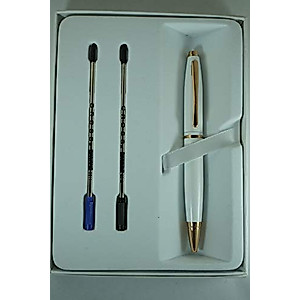 A.T. Cross Pearlescent White Medalist and 23KT Rose Gold Appointments and Cross signature mid Band Calaise Ballpoint Pen and two Bonus refills . A Gift Pen for Anyone and Any Occasion