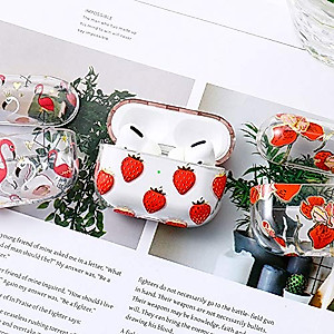 AKABEILA Apple Airpods Pro Case Cover for Women,Compatible with Apple Airpods Pro Case Clear with Designs Patterns Hard PC Shockproof [Front LED Visible ] Anti-Fall Full Protector, Strawberry