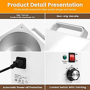 Anbull BUT2.5L 5.5lb Professional Single Wax Warmer, Electric Lagre Wax Heater Pot for Hair Removal with 20-120℃ Temperature Control, Paraffin Hot Facial Skin SPA Equipment