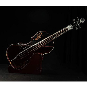Glass Violin Decanter, Mahogany Base - The Wine Savant 1000 ML Glass Decanter For Whiskey, Scotch, Spirits, Wine Or Vodka For Music Lovers.