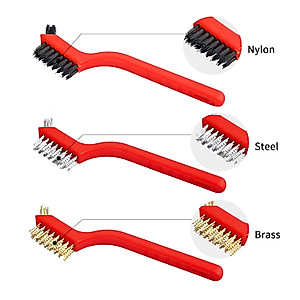 Small Wire Brush Set,8 Packed Heavy Duty Metal Scraper and Brass/Stainless Steel/Nylon Wire Brushes for Cleaning Rust,Welding Slag,Paint and Dust