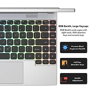 Heayzoki 2 in 1 Convertible Laptop, 14 Inch HD Touchscreen, N5105 Quad Core Processor Up to 2.9GHz, 16GB DDR4, 2.4G/5G WiFi, BT 4.2, Fingerprint Reader, RGB Backlit (16GB+1TB US Plug)