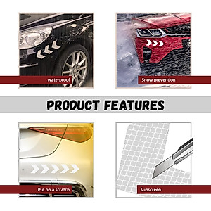 NTNEV 10PCS Arrow Reflective Stickers, Waterproof Vehicle Safety Warning Stripe Adhesive Decals, Bumper Body Helmets Stickers, Universal for Car, Truck, Motorcycle, Bicycle (White)