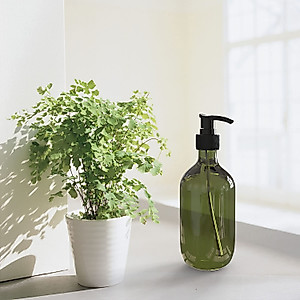 10 oz Pump Bottle Plastic Pump Lotion Dispenser Empty Bottle, Amber and Green 6 Pack, for Shampoo Lotion Body Wash.