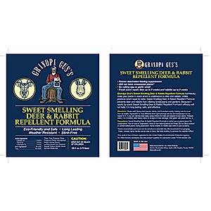 Grandpa Gus's Deer & Rabbit Repellent Spray with Extended Hose; Protects Garden & Yard, Sweet Smelling Formula with Natural Essential Oils, Weather-Resistant Stink-Free Long-Lasting Scent, 128 oz