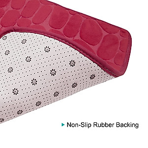 CASA -J 2pcs Memory Foam Bath Mat 31.49" x 19.68", Cobblestone Embossed and Non-Slip Bath Rugs Machine Washable Suitable for Showers Sink Bathtub,Red