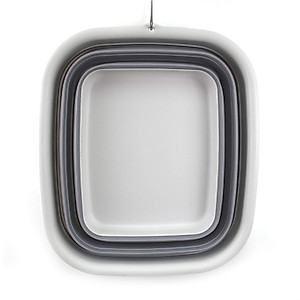 SAMMART 15L (3.9 Gallon) Collapsible Tub - Foldable Dish Tub - Portable Washing Basin - Space Saving Plastic Washtub (Dark Grey (Set of 2))