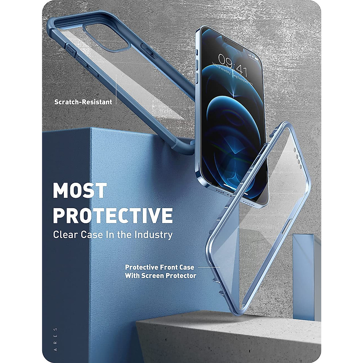 i-Blason Transparent Case for iPhone 13 Pro Max (6.7 Inch) Bumper Case 360 Degree Mobile Phone Case Robust Protective Cover [Ares] with Screen Protector 2021 Myth