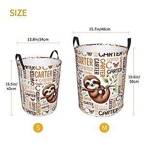 Personalized Laundry Sloth Hamper Basket,Custom Sloth Gifts with Name,Sloth Laundry Basket,Oxford Fabric Clothes Hamper With Handles For Bathroom Bedroom,Dormitory Room,Laundry Room,Medium