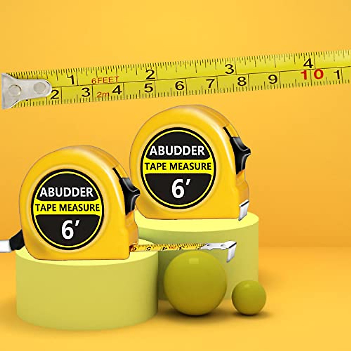 6 Pieces Tape Measures 6 ft,Metric Measuring Tape Retractable, Self-Locking Tape Measurer, Easy Read Imperial/Metric Scale Measurement Tape