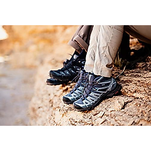 Salomon X Ultra Pioneer MID CLIMASALOMON Waterproof Hiking Boots for Women Trail Running Shoe, Ebony/Stormy Weather/Wine Tasting, 8