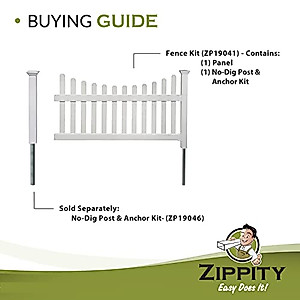 Zippity Outdoor Products ZP19041 No Dig All American Fence, White