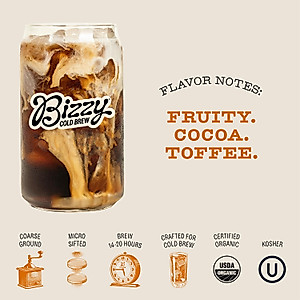Bizzy Organic Cold Brew Coffee | Bundle | Coarse Ground Coffee | Smooth & Sweet 1 LB + Breakfast Blend 1 LB | 2 Pack