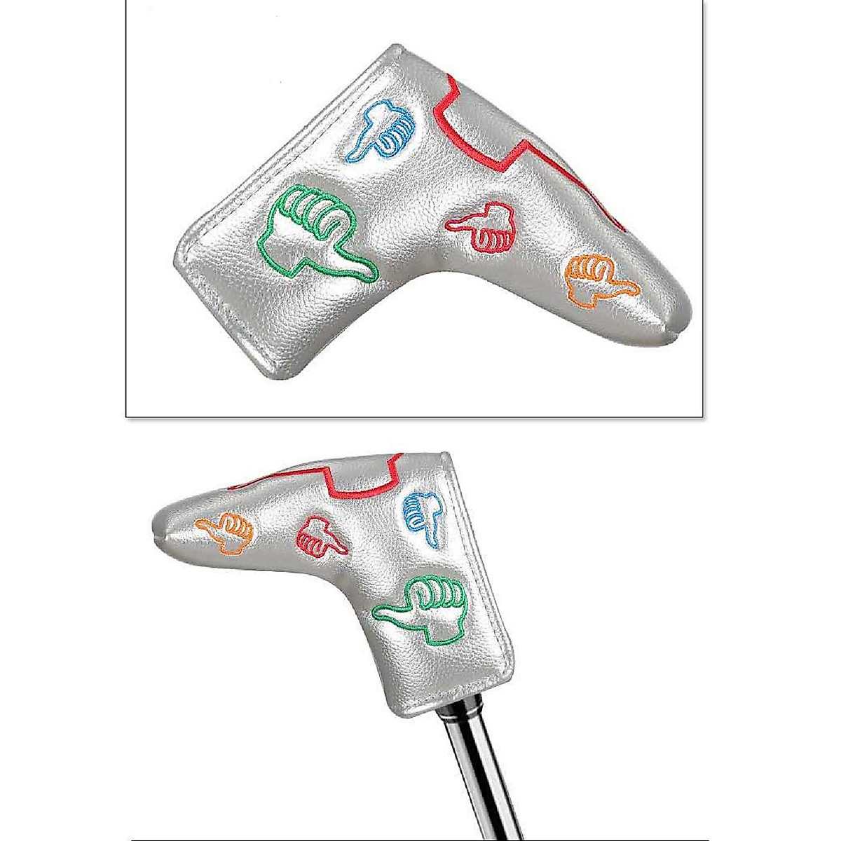 DBYA Golf Blade Putter Head Cover PU Leather Thumbs UP with Velcro Closure for Blade,Grey